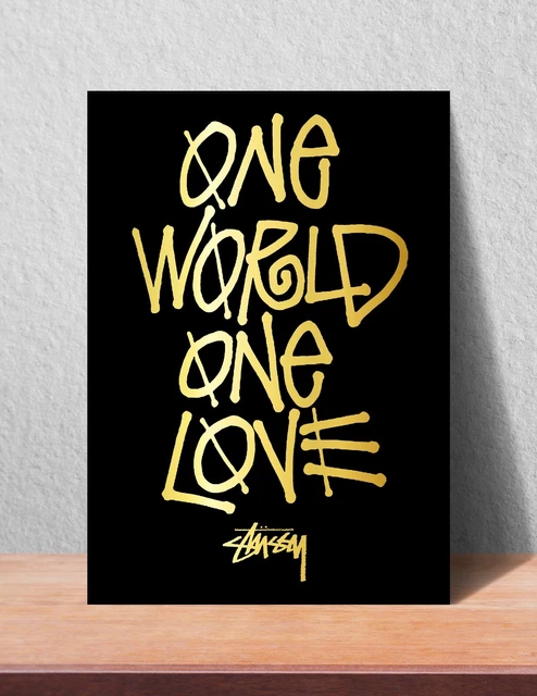 LARGE RARE STUSSY Shop Display Sign **Printed On Thick Gold Mirrored ...