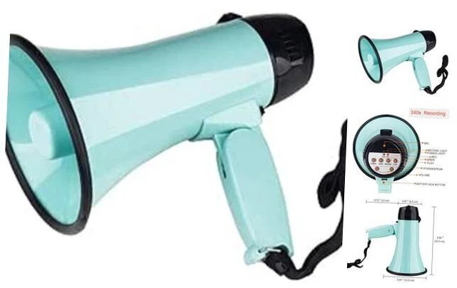 PORTABLE MEGAPHONE BULLHORN 20 Watt Power Megaphone Speaker Voice and A ...