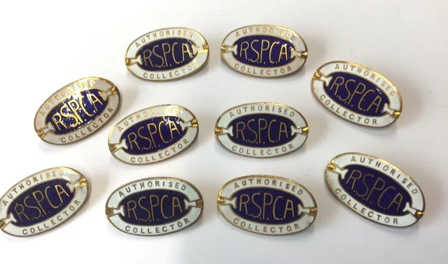 10 RSPCA VINTAGE Authorised Collector Badges Vitreous Enamel 1980s ...