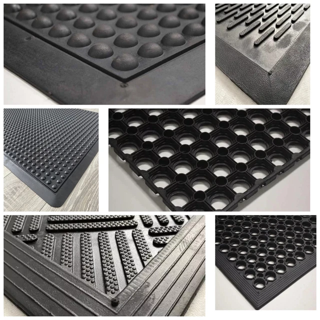 LARGE RUBBER MATS Heavy Duty Ring Matting Entrance Big Safety Workplace ...
