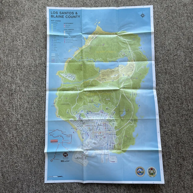 GRAND THEFT AUTO V Map Los Santos GTA 5 Blaine County Poster PS3 ...