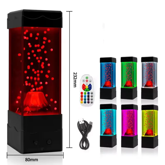 VOLCANO LAVA LAMP LED Light USB Powered Mood Lamp with Remote for ...