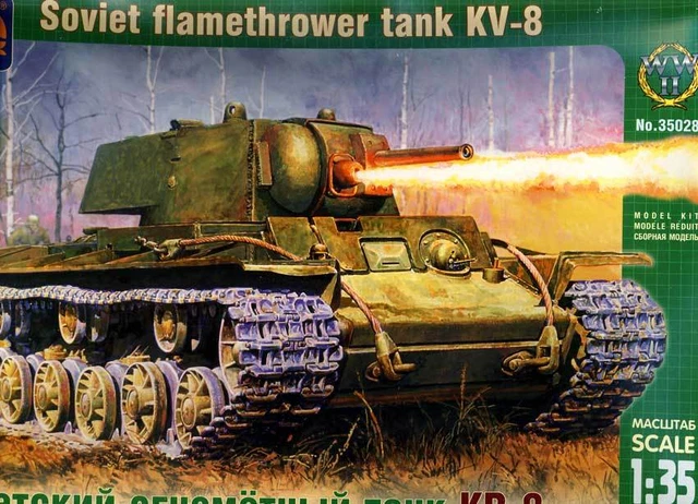 ARK RUSSIAN HEAVY Flamethrower Tank KV-8 Model Kit 1:35 Soviet Flame ...