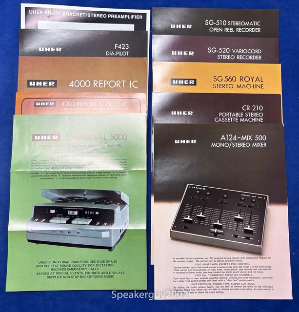 10 ORIGINAL UHER Sales Flyers / 4000 4200 5000 SG-510 -520 -560 CR-210 ...