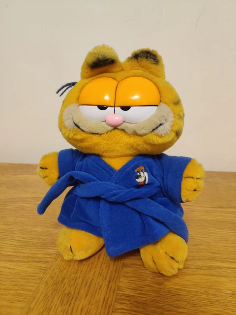 1978-1981 GARFIELD IN Blue Bath Robe Plush - Soft Toy - 10" - VGC £15. ...