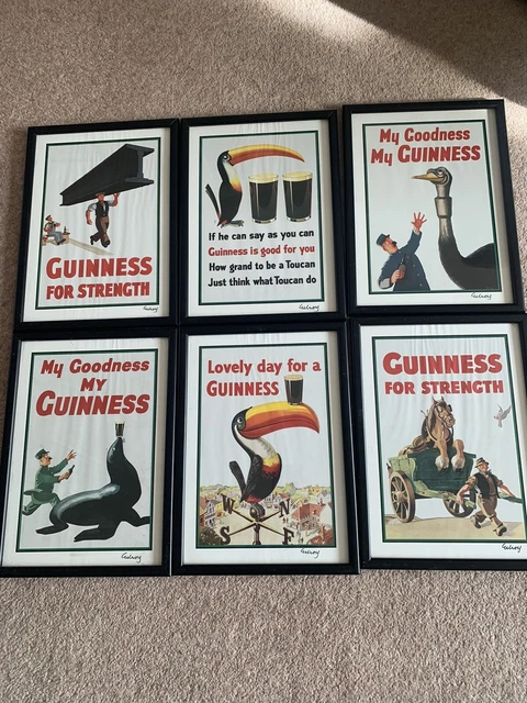GUINNESS FRAMED SIGNED Posters 1981 Artist John Gilroy Set Of 6 £500.00 ...