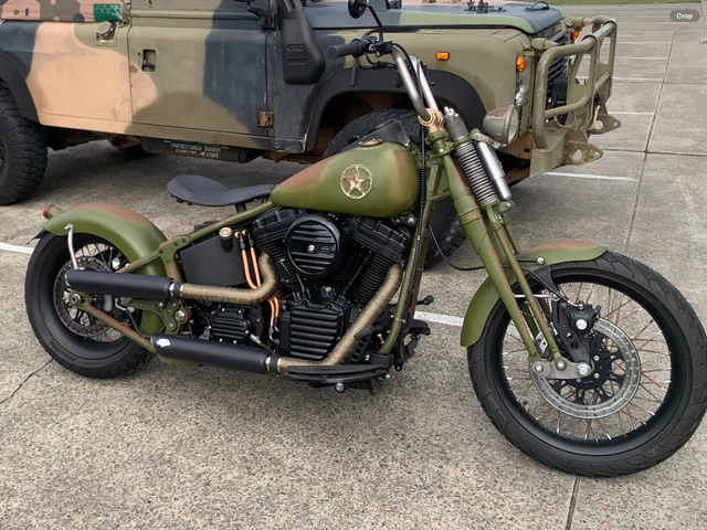 HARLEY DAVIDSON, CUSTOM softail springer, 1560cc Twincam 95”. Army Rat ...