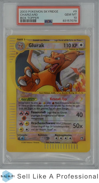 2003 POKEMON SKYRIDGE Charizard Box Topper 9/12 PSA 10 EUR 413,00 ...