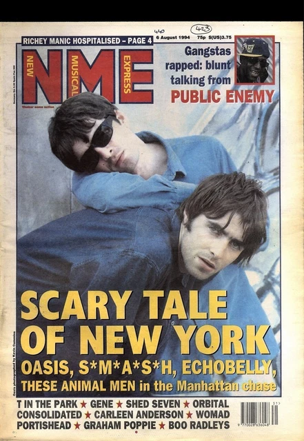 NEWSPAPER CLIPPING/ADVERT 6/8/94PGN01 Nme Cover Page. Oasis Noel & Liam ...