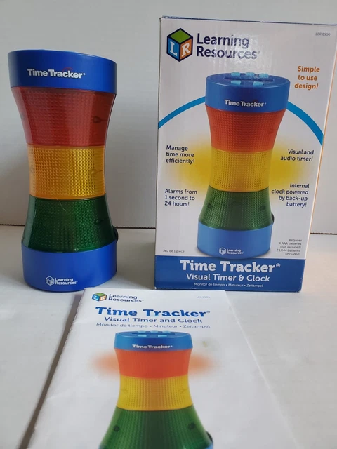 LEARNING RESOURCES TIME Tracker Visual Timer & Clock Alarm School Home ...
