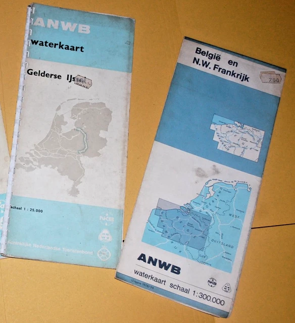 VINTAGE ANWB DUTCH/BELGUIM Water Map(Waterkaart) Belgie en N.W ...