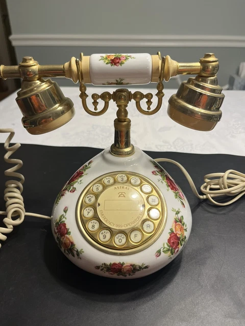 ROYAL ALBERT OLD Country Roses French-style Push-button Phone Telephone ...