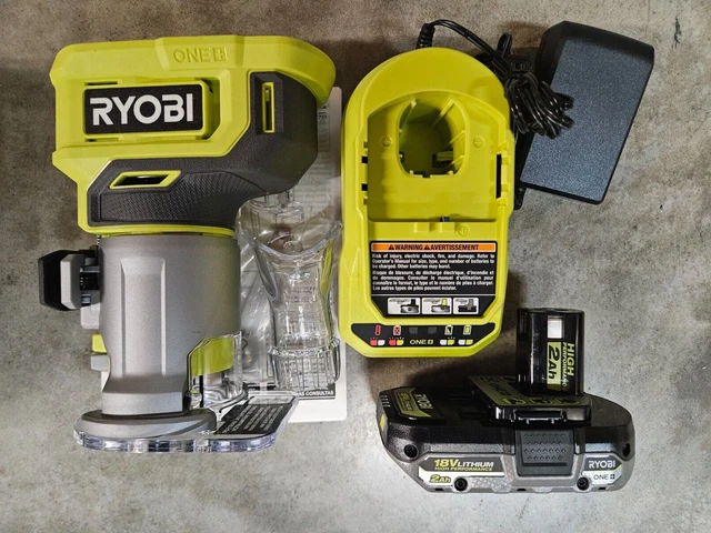 RYOBI 18V ONE+ Cordless Compact Router w/ 2.0aH Battery & Charger Model ...