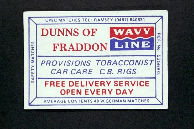 MATCHBOX LABEL WAVY Line Shop Dunns of Fraddon Cornwall MI867 £2.19 ...