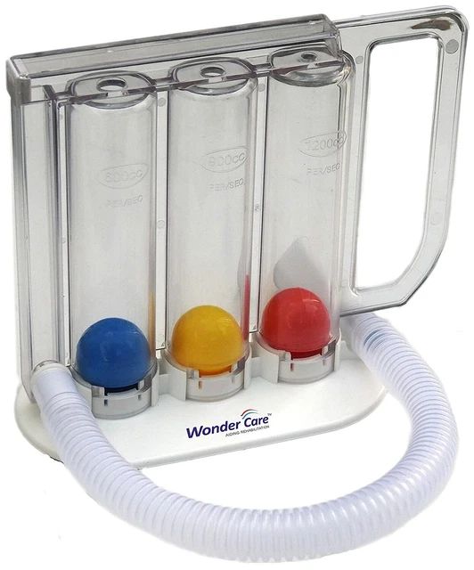 DEEP BREATHING LUNG Exerciser 3-chamber Incentive Spirometer Polyciser ...