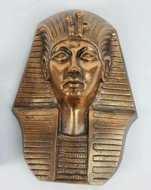 VINTAGE ART DECO Heavy Cast Metal Pharaoh Bust Wall Hanging Signed DB ...