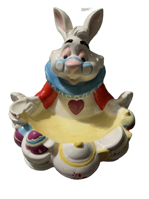 WALT DISNEY'S ALICE In Wonderland White Rabbit Ceramic Candy Dish ...