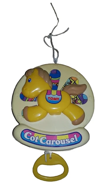 TOMY COT CAROUSEL Vintage 1991 Baby Toy Pull Cord Bedtime Music Moving ...