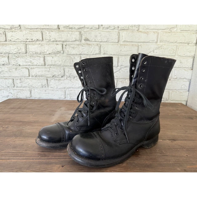 VINTAGE CORCORAN JUMP Boots Black Leather Military Combat Lace Up Ankle ...