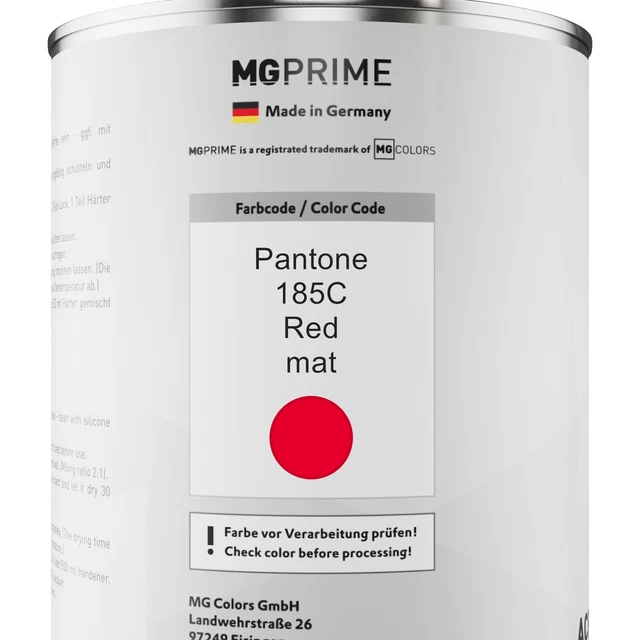 PANTONE 185C RED mat peinture acrylique 1,5 Litres 1500 ml durcisseur ...