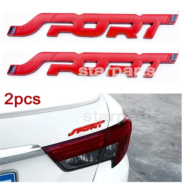2PCS DECALS STICKER 3D Red Metal Sport Racing Logo Car Trunk Fender ...