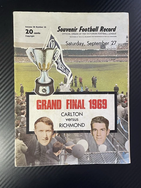1969 VFL GRAND Final Football Record September 27 Carlton v Richmond ...