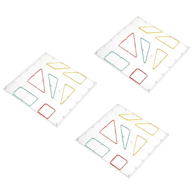 3 SETS TRANSPARENT Geometric Pegboard Plastic Child Geoboards for ...