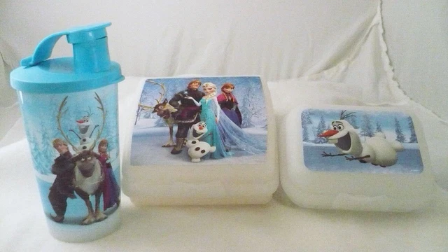 DISNEY FROZEN TUPPERWARE Kids Lunch set sandwich keeper, glass & lid ...