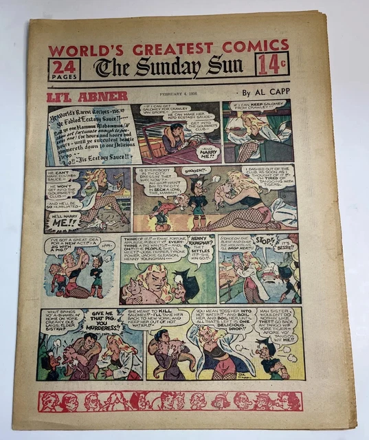 VINTAGE FEB 4, 1956 The Sunday Sun Complete Comic Section 24 Coloured ...