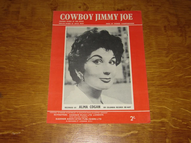 ALMA COGAN - Cowboy Jimmy Joe - Original Uk Sheet Music (A) EUR 14,20 ...