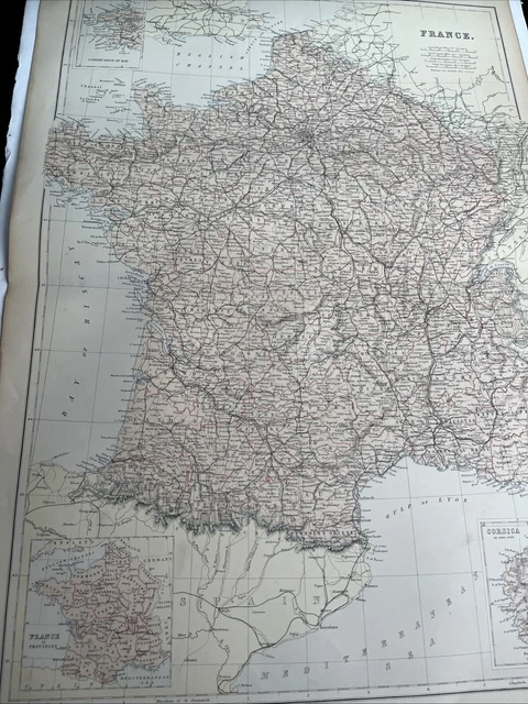 1881: MAP OF France Part Larger Than A3+ Original Antique B #11 £42.27 ...