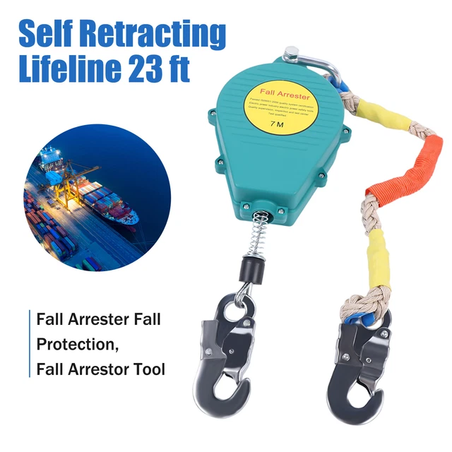 23FT SELF RETRACTING Lifeline Lanyard Fall Arrester Fall Protection w ...