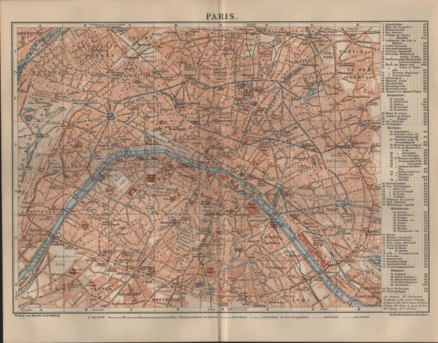 Karte Stadtplan Paris Zu Verkaufen Picclick De