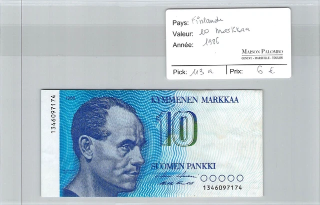 BANKNOTE FINLAND - 10 Fmk 1986 - Pick 113a - N° 1346097174 $10.40 ...