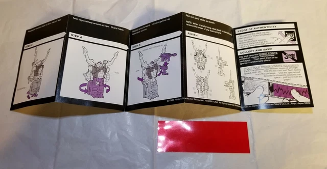 TRANSFORMERS G1 SHRAPNEL Instruction Manual Booklet/Red Tech Spec ...