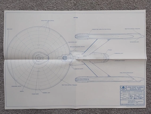 U.S.S. ENTERPRISE OFFICIAL Blueprint - 1980 Star Trek Motion Picture ...
