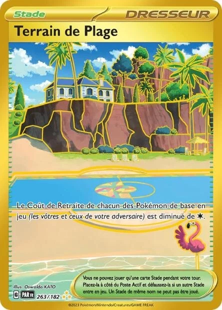 CARTE POKÉMON TERRAIN de Plage 263/182 EV04 Faille Paradoxe Gold FR EUR ...