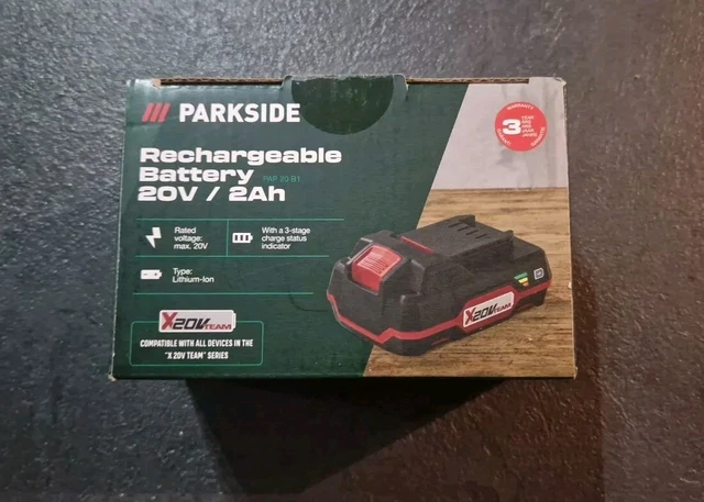 PARKSIDE RECHARGEABLE BATTERY PAP 20 B1 20V 2Ah Battery 3 Stage Charge ...