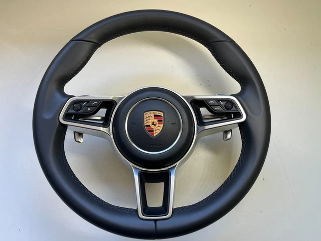 PORSCHE CAYENNE MACAN Black Leather Heated Steering wheel with SRS ...