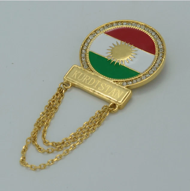 KURDISTAN COUNTRY MAP Flag 18K Gold Plated Kurdish Kurd Rhinestone ...