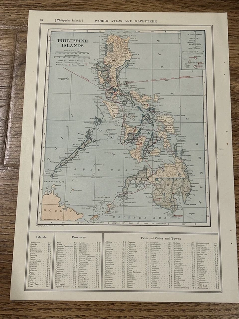 ANTIQUE 1927 MAP Of The Philippine Islands 15”x11” £19.00 - PicClick UK