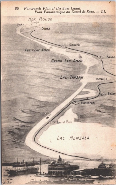 Egypte Panoramique Plan De The Suez Canal Carte Postale Vintage 0924 Eur 1122 Picclick Fr