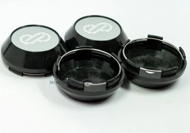 4X65MM ENKEI LOGO Emblems Wheel Center Caps Hubcaps Badges Silver Black ...