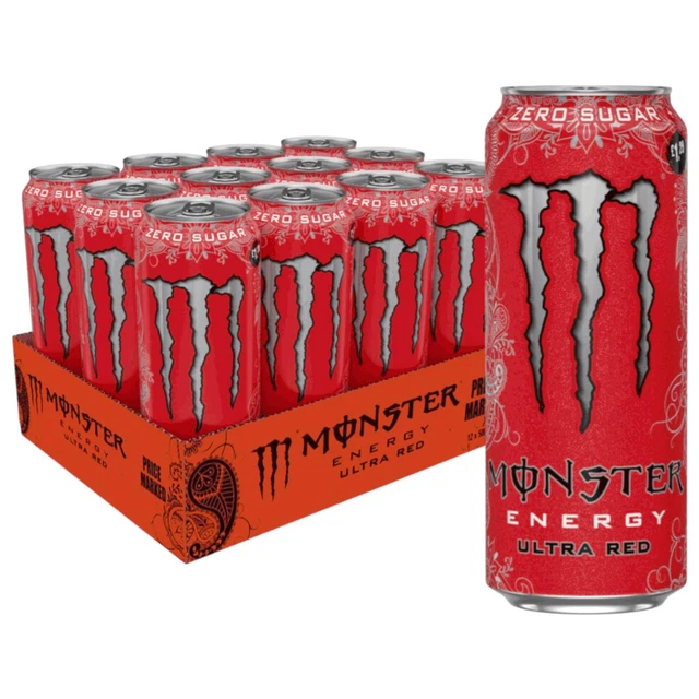 MONSTER ENERGY DRINK Ultra Red 500ml (Box of 12) £18.95 - PicClick UK