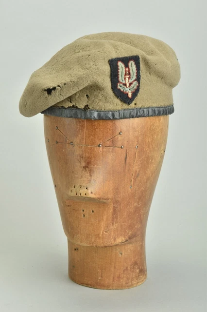 SAS UNIFORM TAN Beret. Mid C20th. Well Weathered, 6 7/8. Embroidered ...