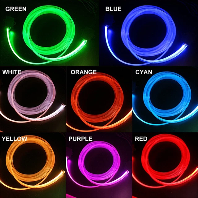 4M RGB LED Car Interior Fiber Optic Neon EL Wire Strip Atmosphere Light ...