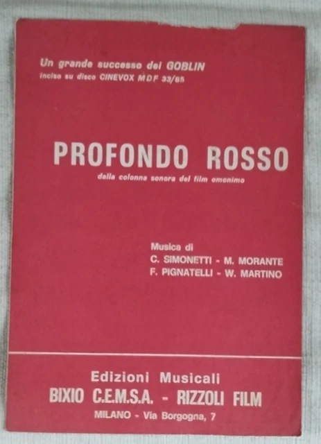 PROFONDO ROSSO GOBLIN Ost Film Spartito Sheet Music 1975 EUR 39,99 ...