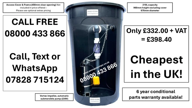 SUBMERSIBLE PUMP CHAMBER / Tank / Sump HDPE & GRP Various Sizes ...