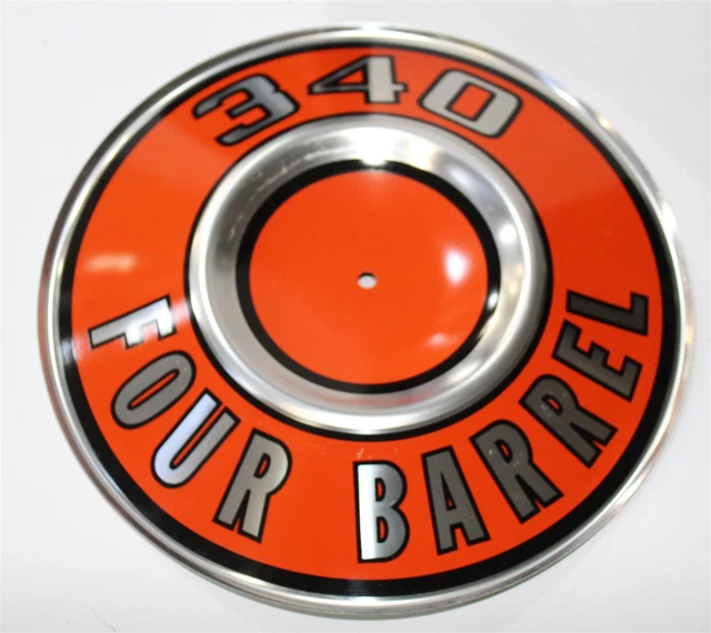 NEW MOPAR 1970-71 Orange 340 Four Barrel Air Cleaner Pie Tin $137.71 ...