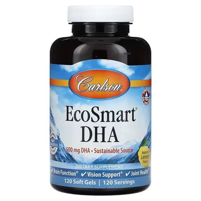 CARLSON, ECOSMART DHA, Natural Lemon, 500 mg, 120 Softgels, Expiry: 10/ ...